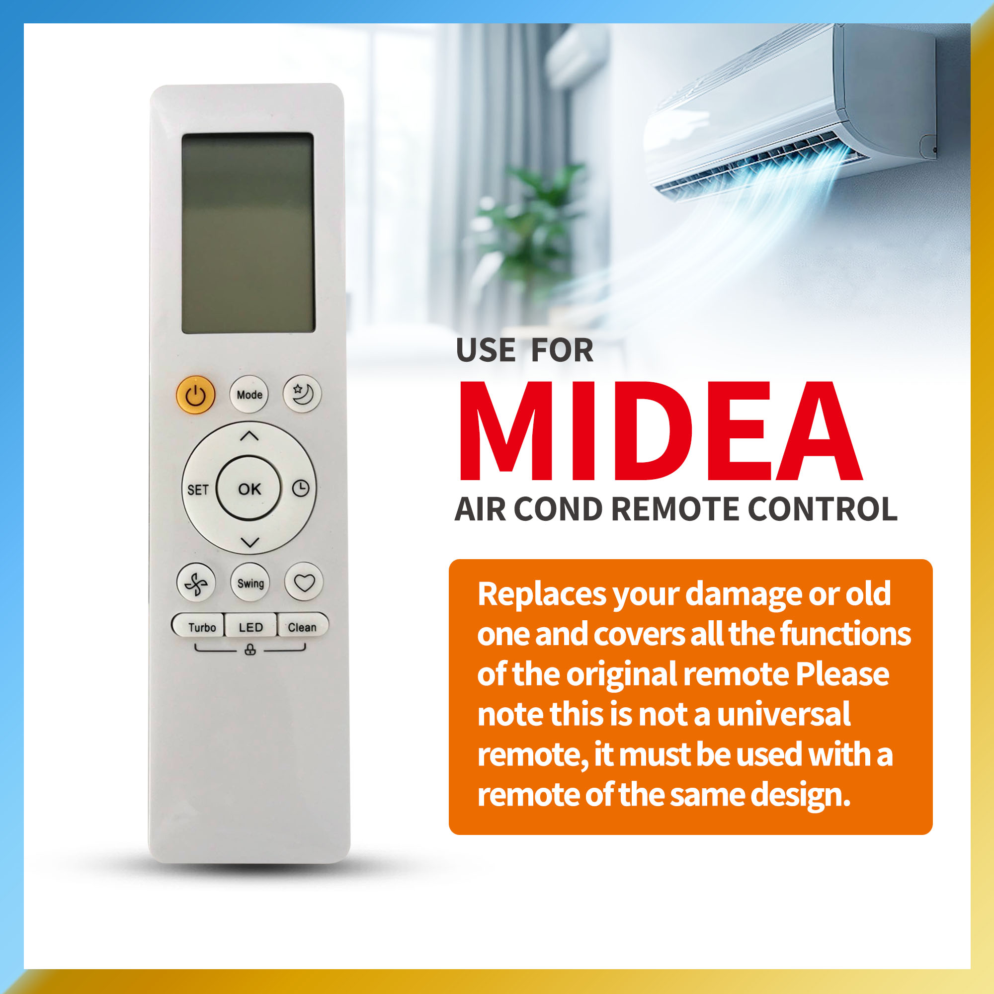 Midea Air Cond RG10B(B)/BGEF Compatible with Midea Air Conditioner ...