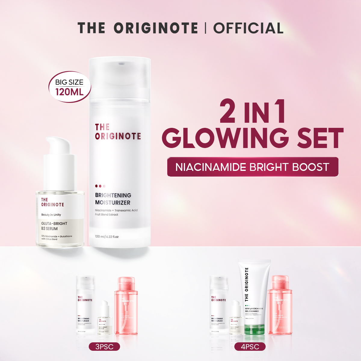 The Originote 2in1 Glowing Set, Niacinamide Glowing-Moisturizer ...