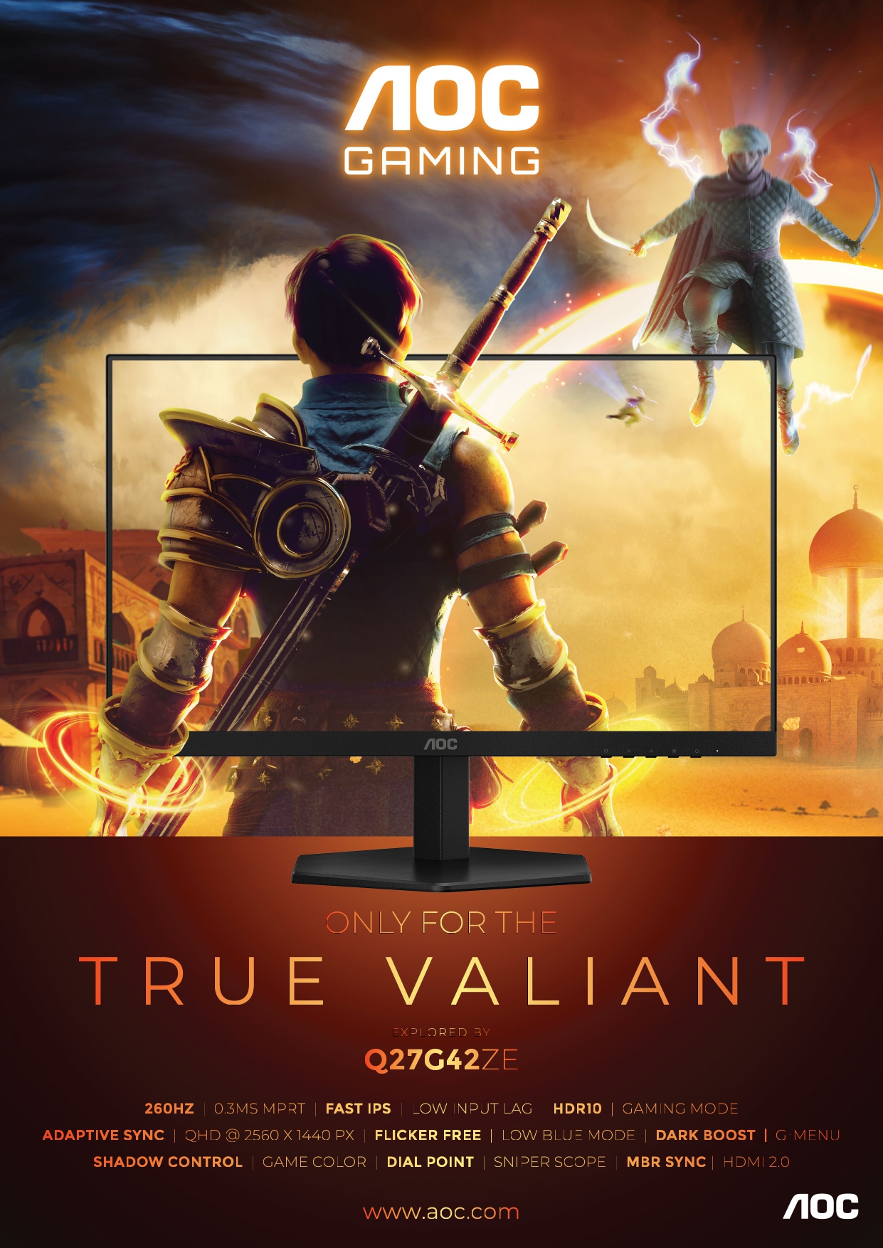 AOC 27" Q27G42ZE QHD (2560x1440@260Hz) LED FLAT FAST IPS GAMING MONITOR ...