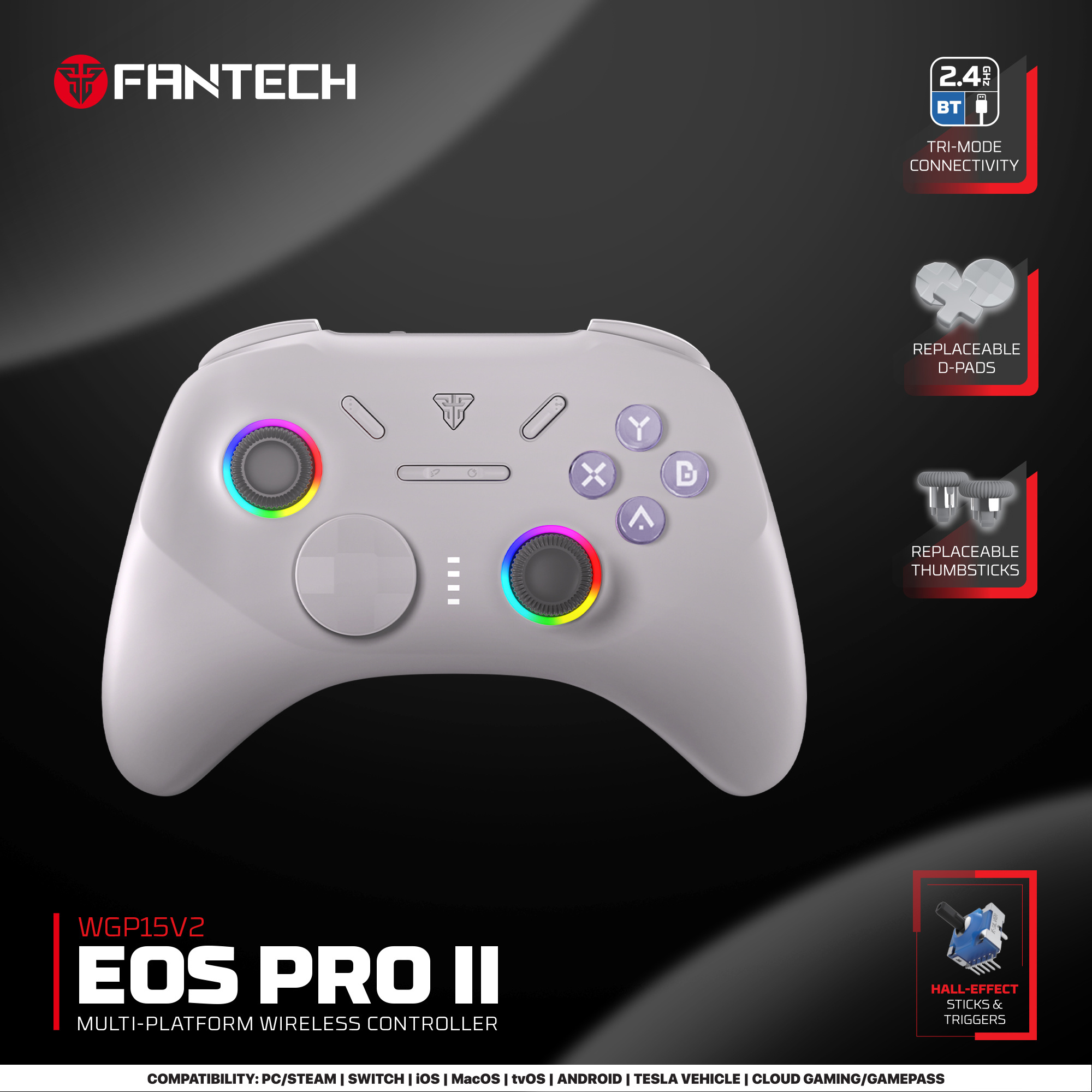 Fantech WGP15v2 EOS Pro II Multi-Platform Wireless Controller Hall ...