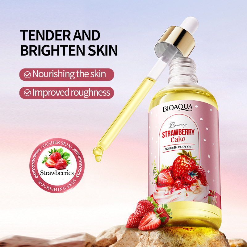 BIOAQUA Strawberry Moisturizing & Nourishing Body Oil (100ml) | Shopee ...