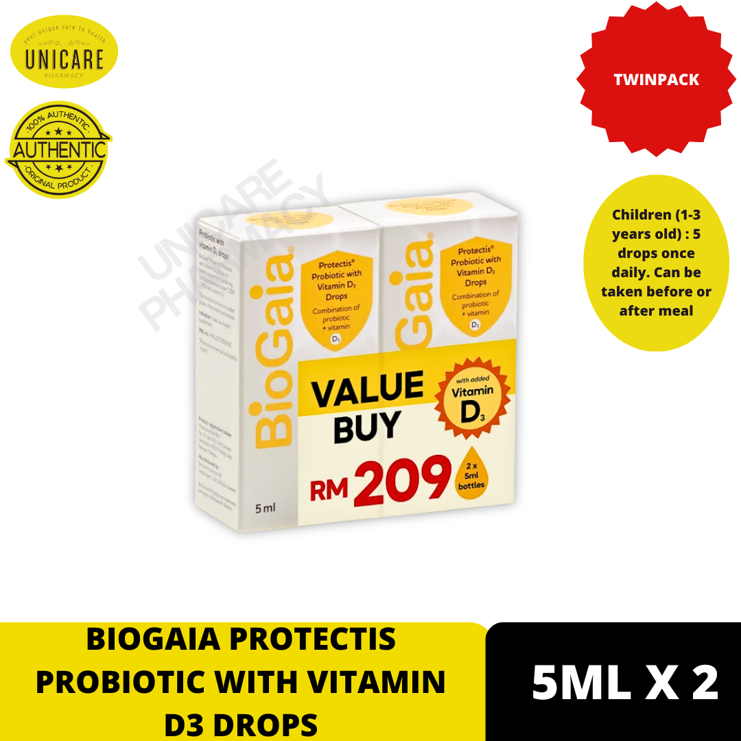 BIOGAIA PROTECTIS PROBIOTIC WITH VITAMIN D3 DROPS 5ML TWINPACK ...