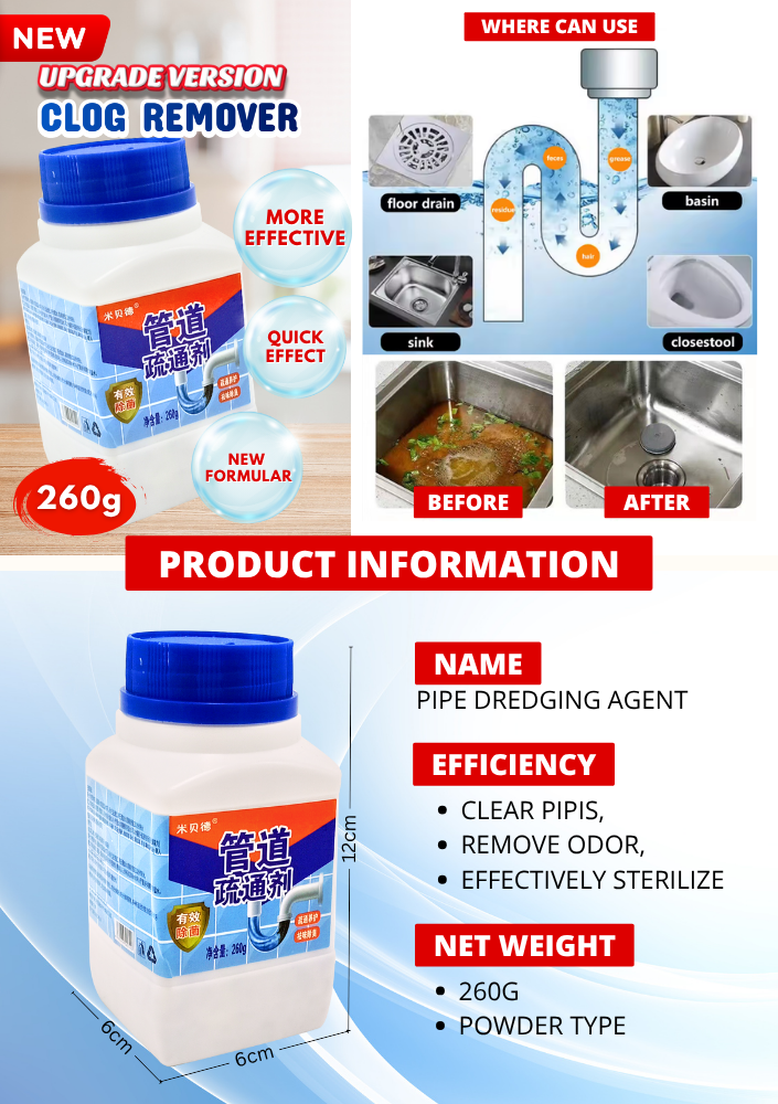 [NEW] Clog Remover Sinki Tersumbat Clog Remover Powder Drain Sink Pipe ...