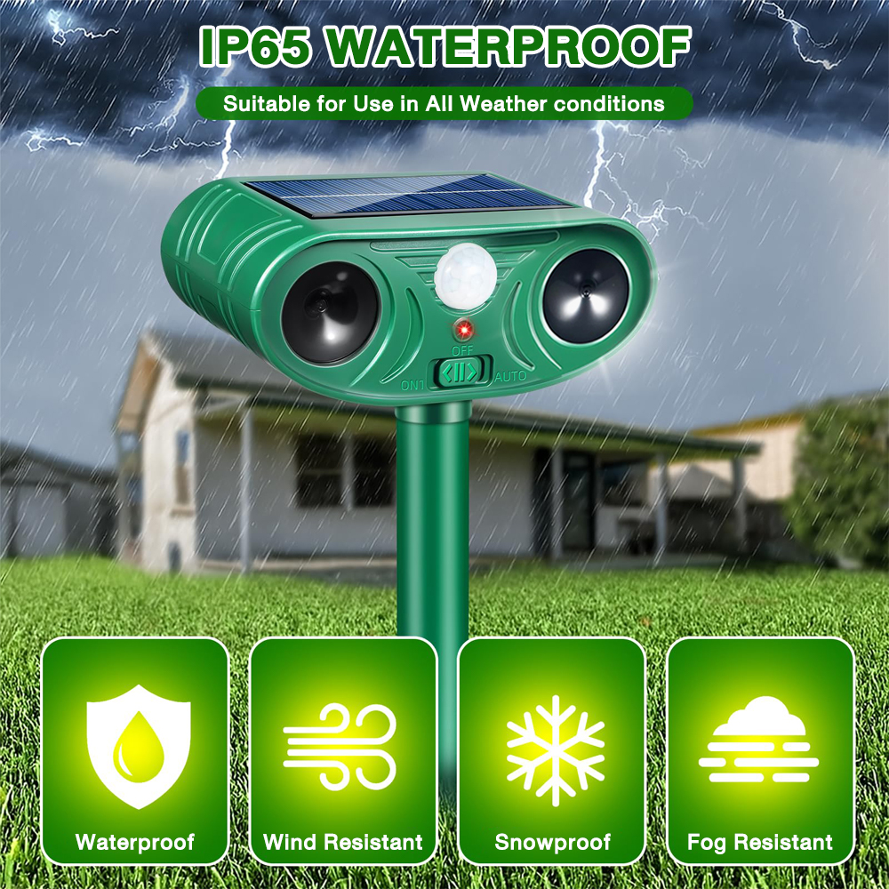 New Solar Ultrasonic Animal Repellent with Motion Sensor and Flash ...