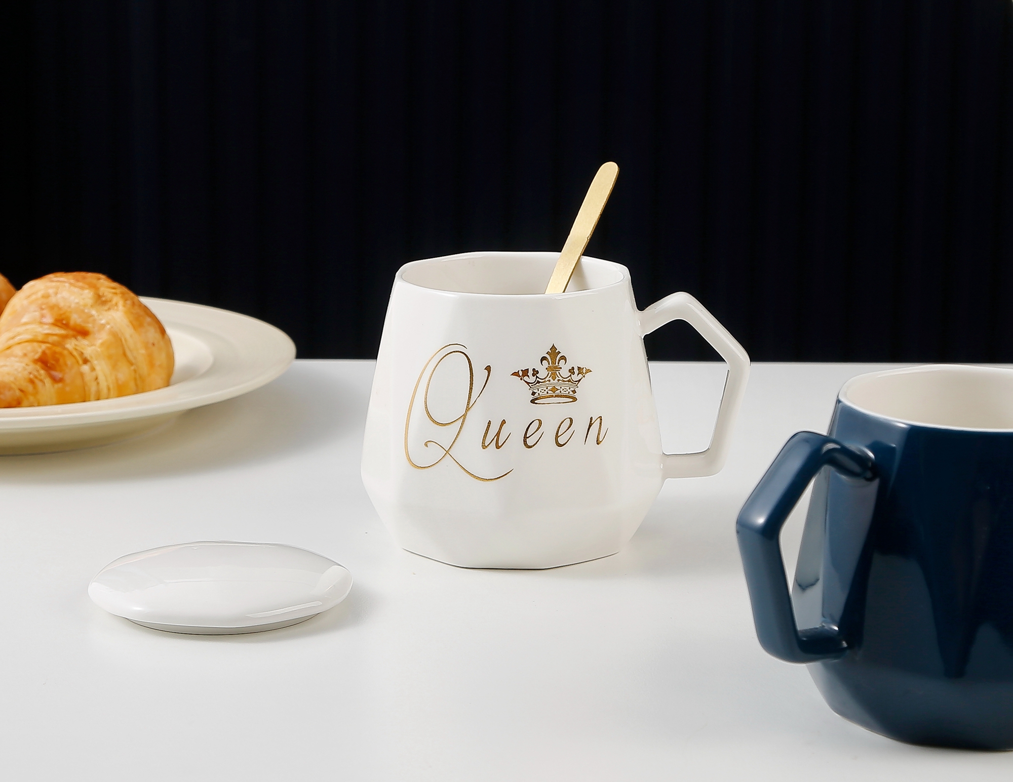 Popular Crown Pattern Ceramic Diamond Cup Couple Cup Coffee Cup Set ...