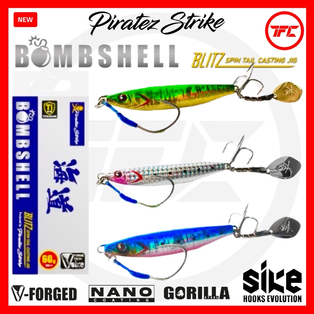Piratez Strike Bombshell Blitz Spin Tail Casting Jig Sike Lure Bait ...