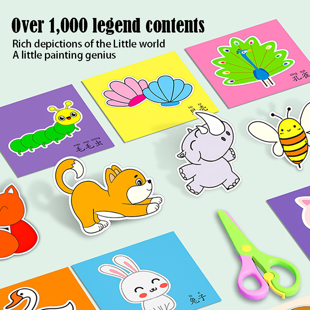 96Pcs Kids Colour Paper Cutting Set FREE Safety Scissor Non Repeat ...