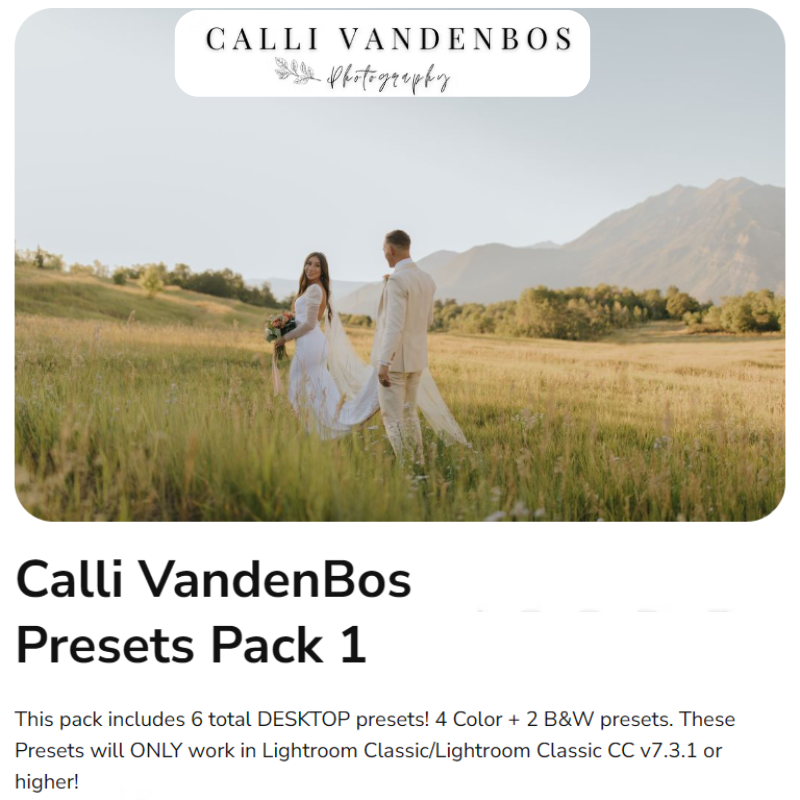 [PC/Mobile] Calli VandenBos Preset Pack 1 - Calli VandenBos Photography ...