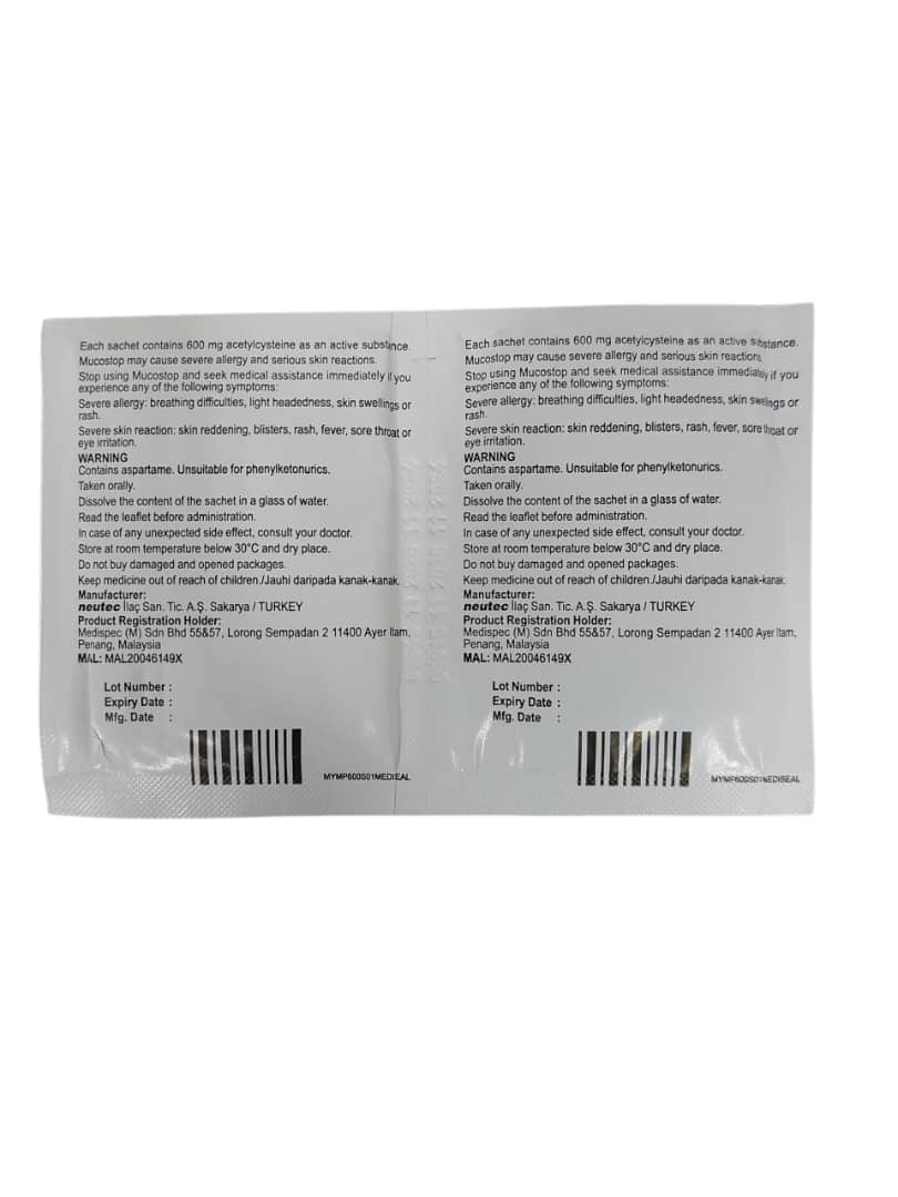 Mucostop Granules for Oral Solution 600mg 1sachet-3g | Shopee Malaysia