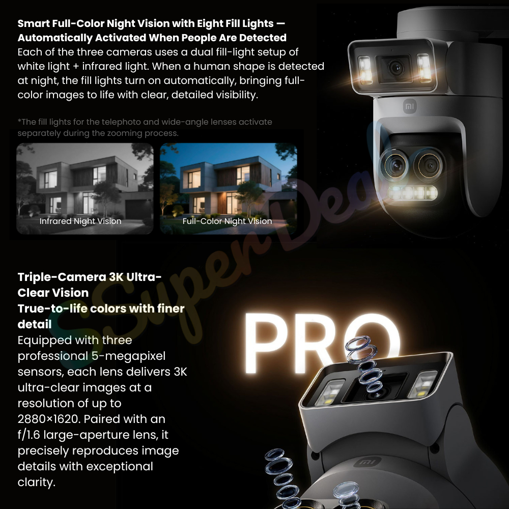 CN Xiaomi Smart Outdoor Triple Camera 4 Pro PTZ 9x Zoom Ai Security ...