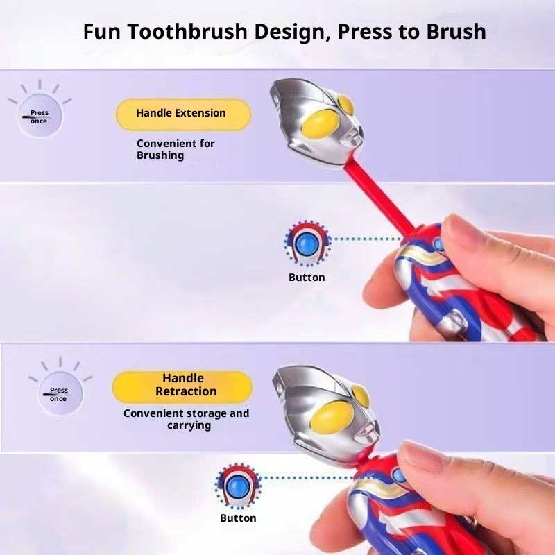 Retractable Ultraman Toothbrush Soft Bristles for Children Funny&Stress ...