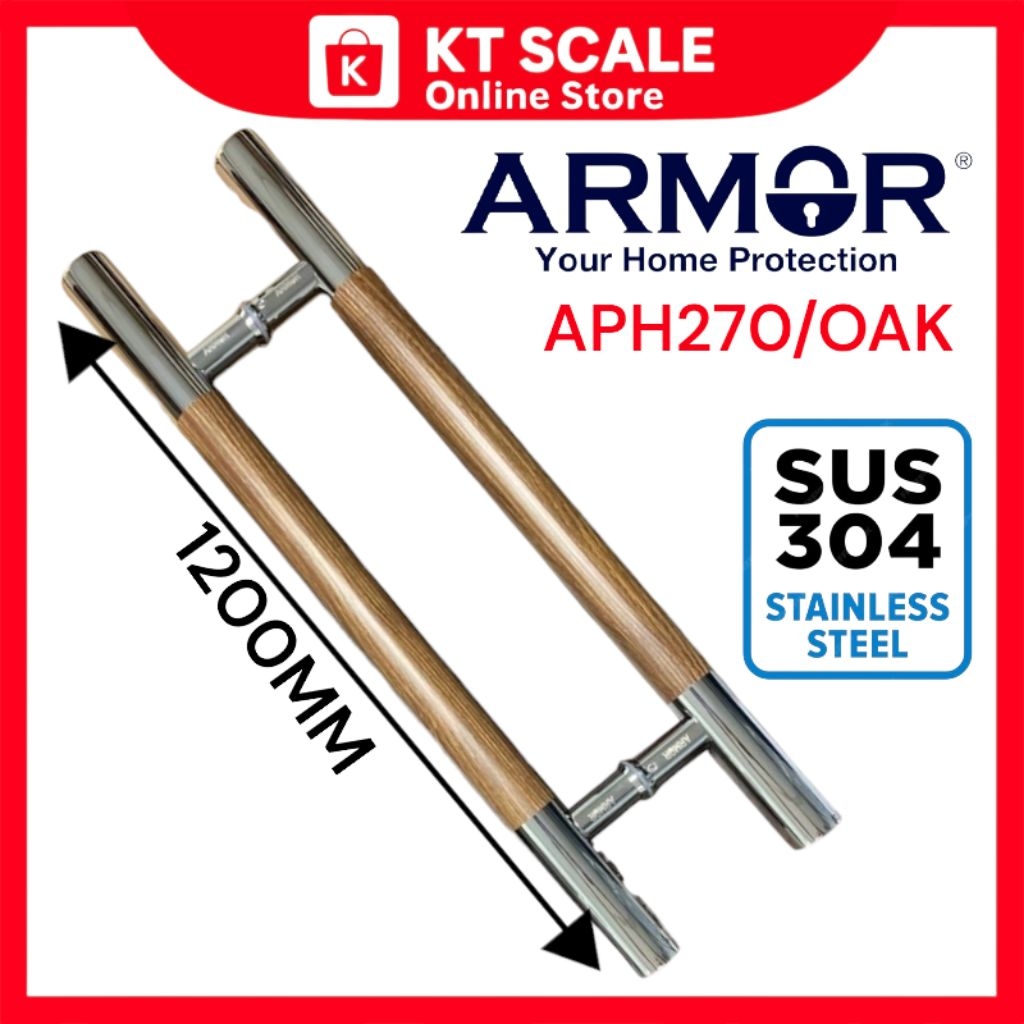 ARMOR STAINLESS STEEL OAK PULL HANDLE 1200MM | Shopee Malaysia