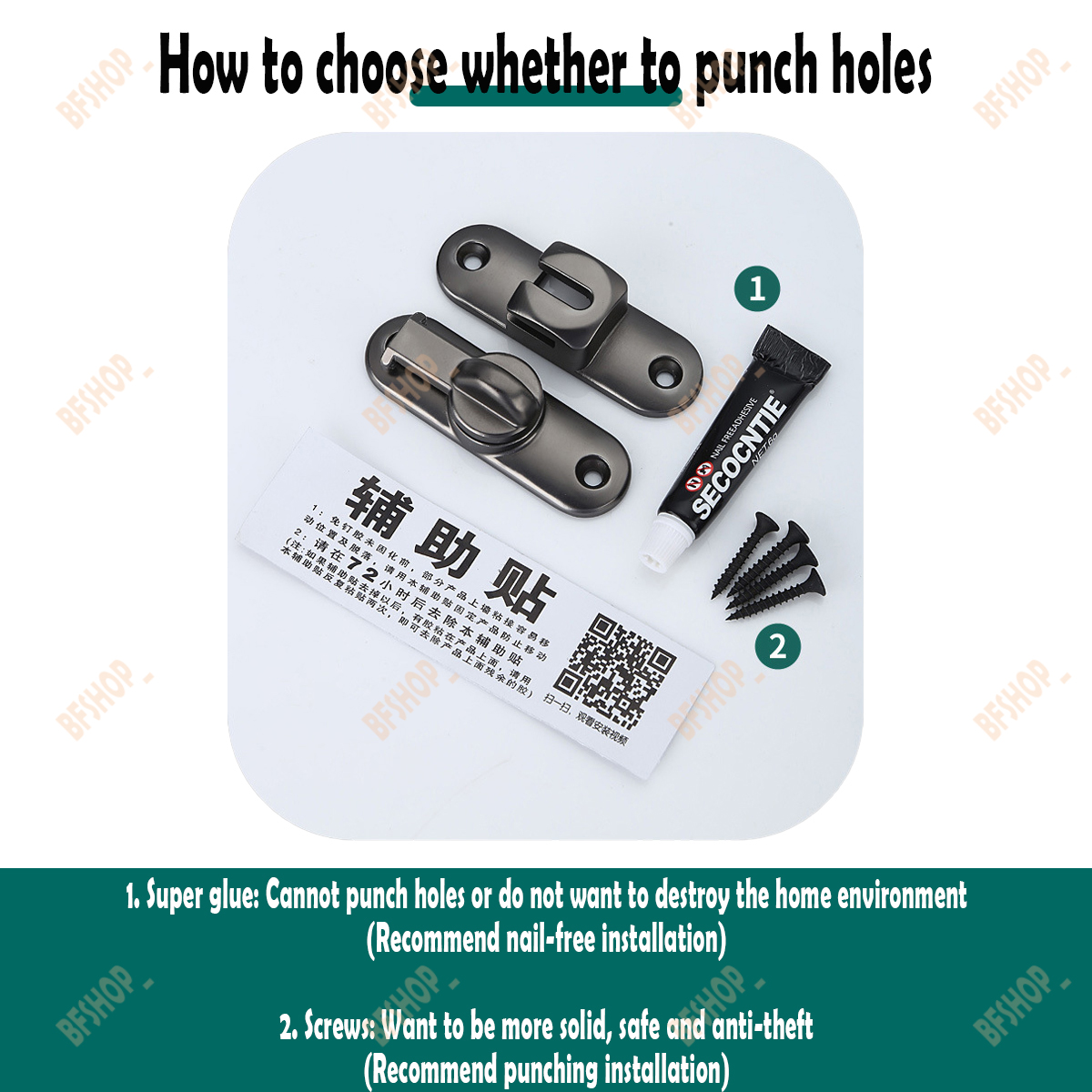 【COD】Zinc Alloy Door Lock Latch, Punch/No-Punch Installation for 90 ...