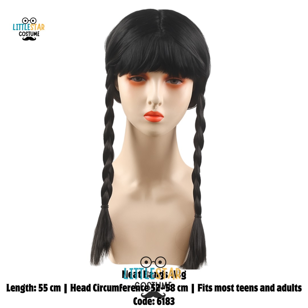 Wednesday Addams Black Braided Wig – Gothic Cosplay Wig with Bangs for ...