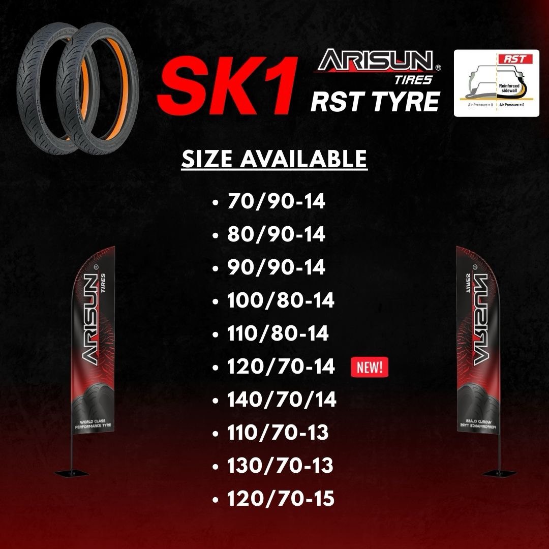 ARISUN TUBELESS TYRE 2025 70/90 80/90 RACING COMPOUND TAYAR TYRE TIRE ...