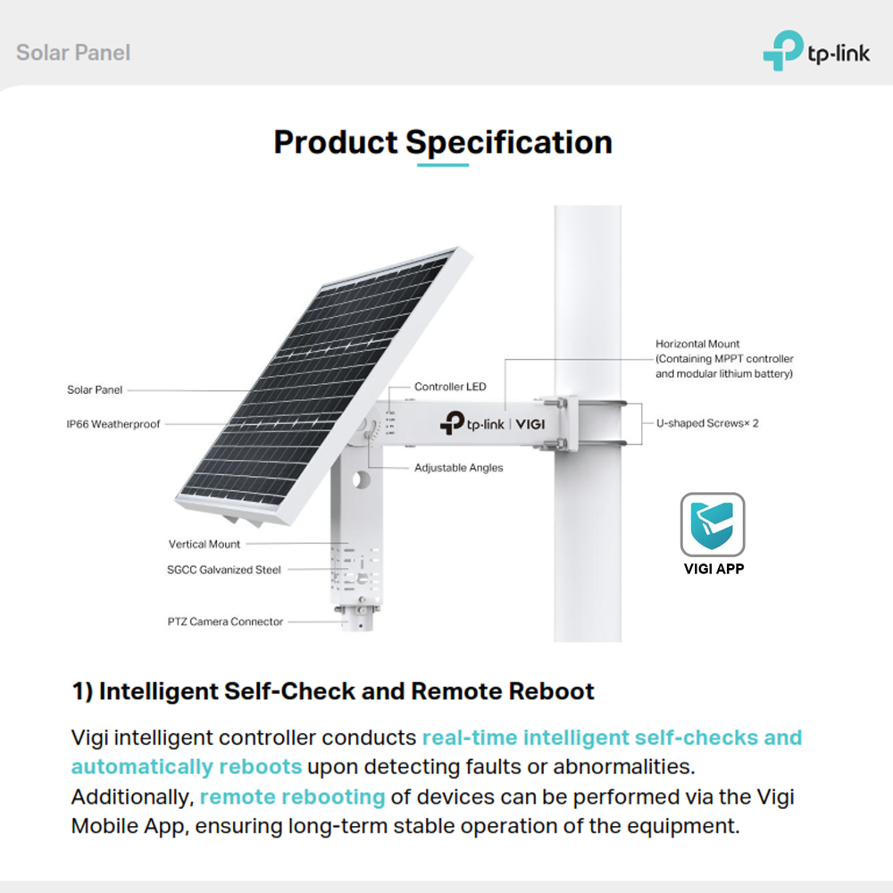 TP-Link VIGI SP9030 Sistem Kuasa Solar Pintar 90W 30Ah – IP66, Kawalan ...