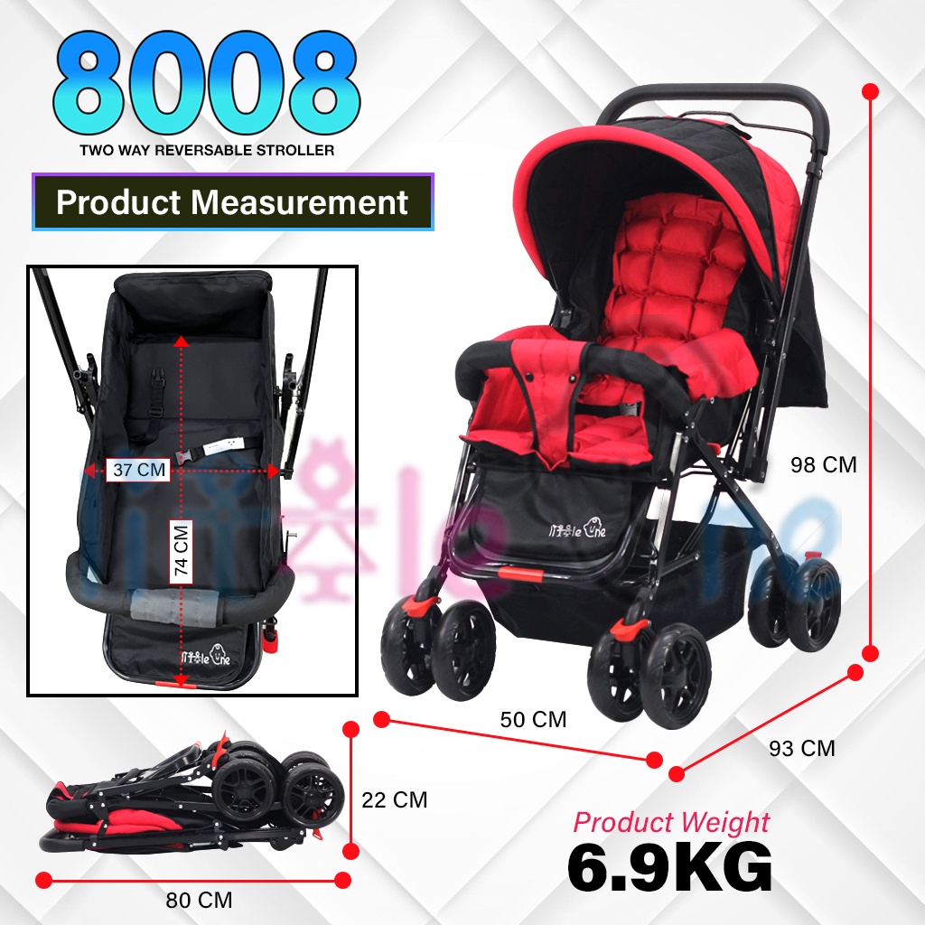 LITTLE ONE 8008 BEST SELLER T wo Way FacingBaby Stroller CompactCabin ...