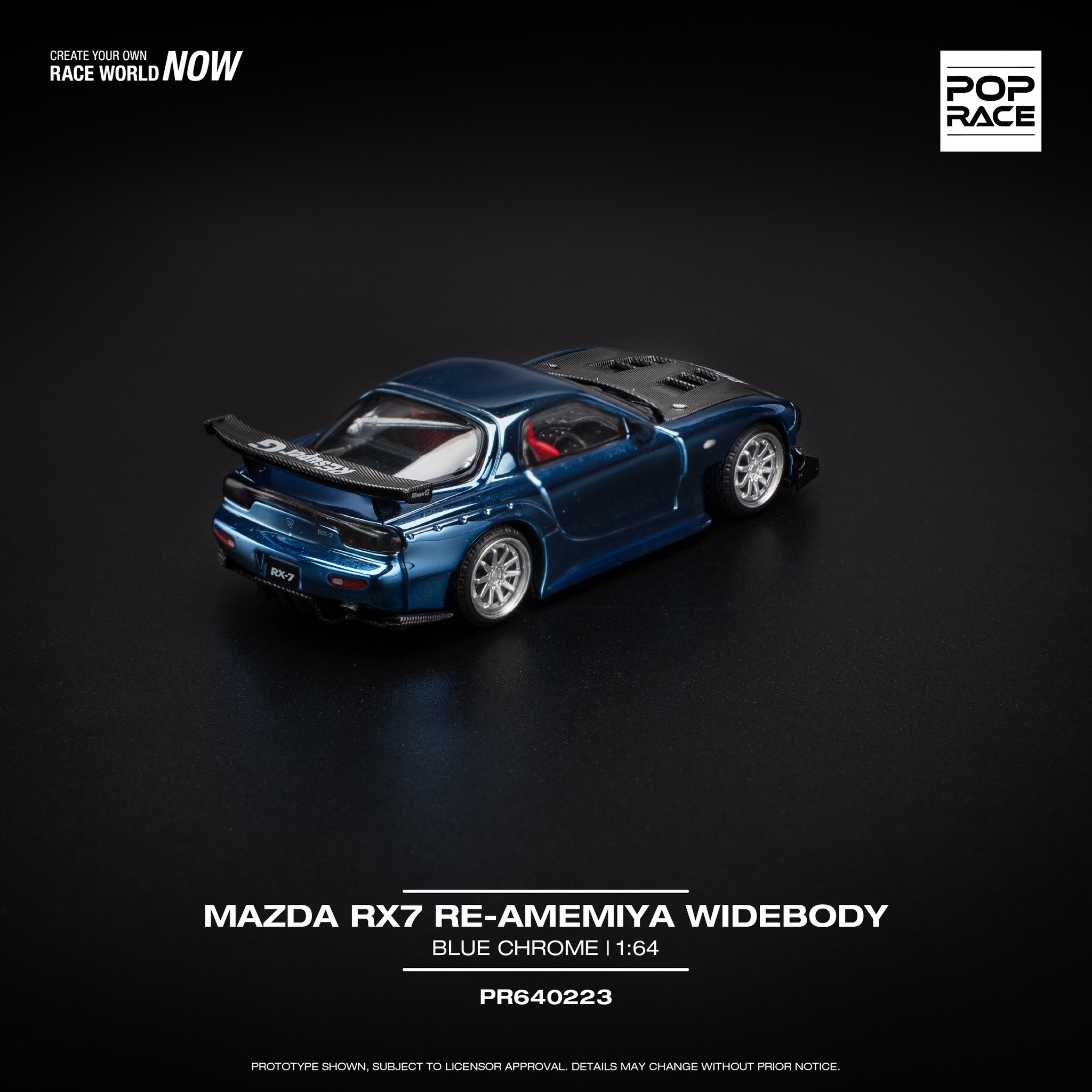Pop Race 1:64 PR64-223 Mazda RX7 RE-Amemiya Widebody Blue Chrome (New ...