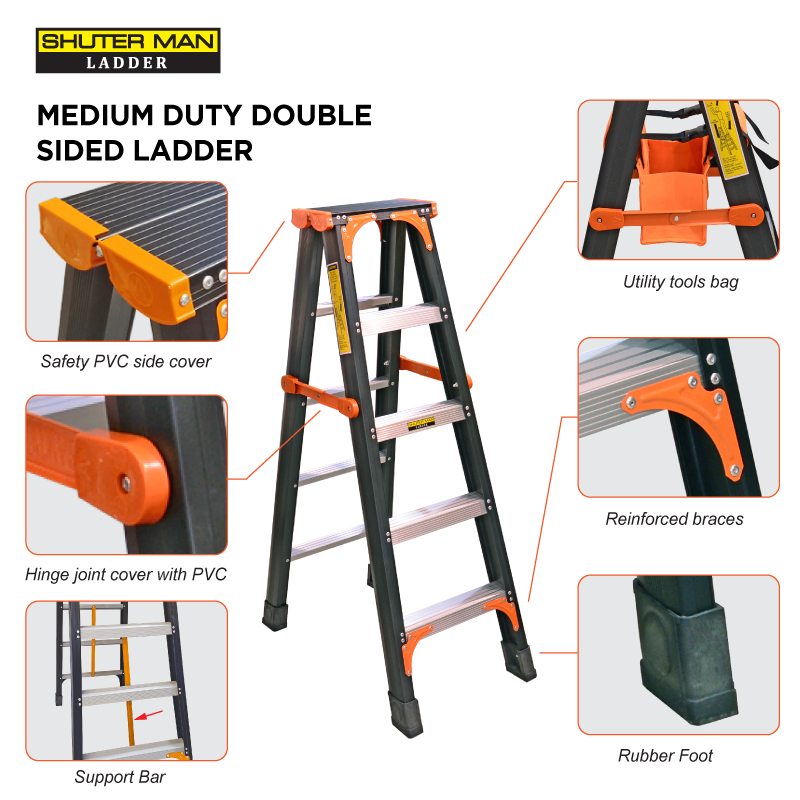 TTF Rack™ Shutter Man Aluminum Medium Duty Double Sided Ladder/Aluminum ...