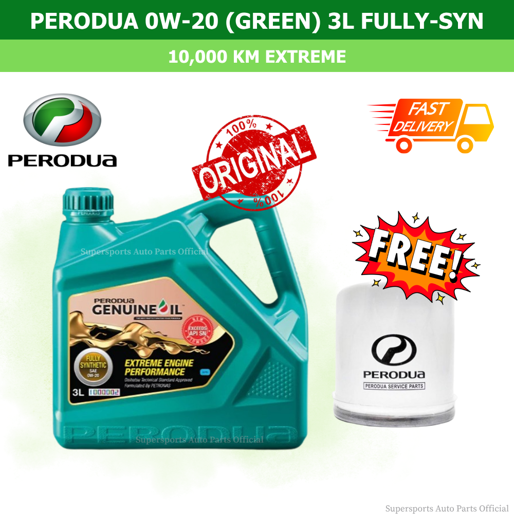 PERODUA 0W-20 Green 3L Fully Synthetic Engine Oil | Fuel Efficient ...