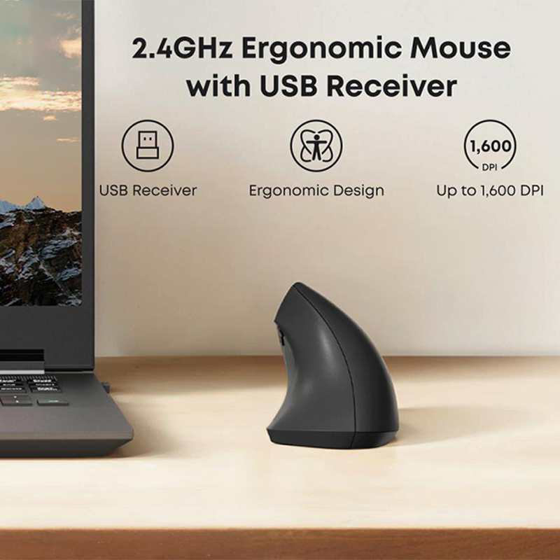 UGREEN Ergonomic Wireless Silent Click Mouse Bluetooth Mouse Dual ...