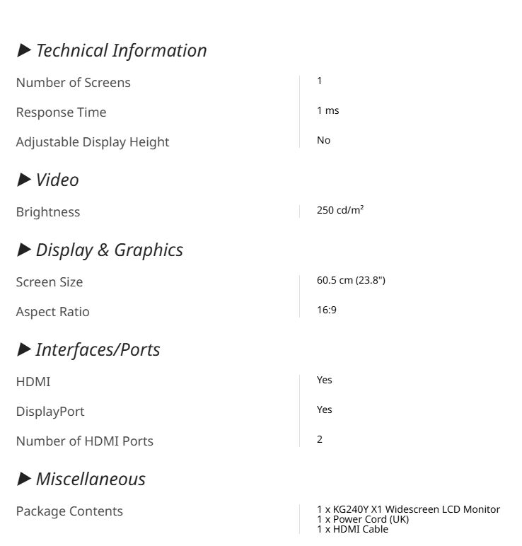 [SK TECH] ACER NITRO KG240Y X1 23.8" IPS 200HZ 1MS 1080 FHD GAMING ...