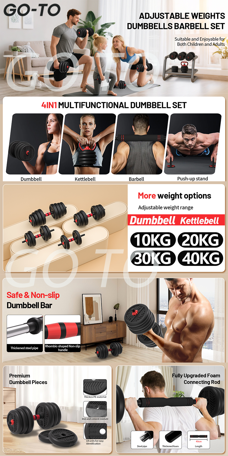Dumbbell Set Adjustable Set Strength Barbell Set Multifunctional Home ...