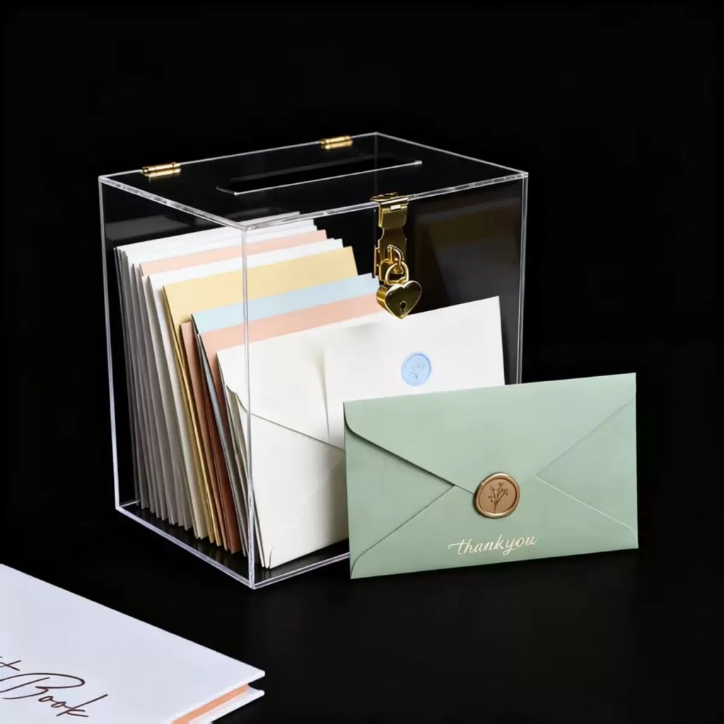 Acrylic Box with lock / Locked Kotak Acrylic/ letter box/ Angpow Box ...
