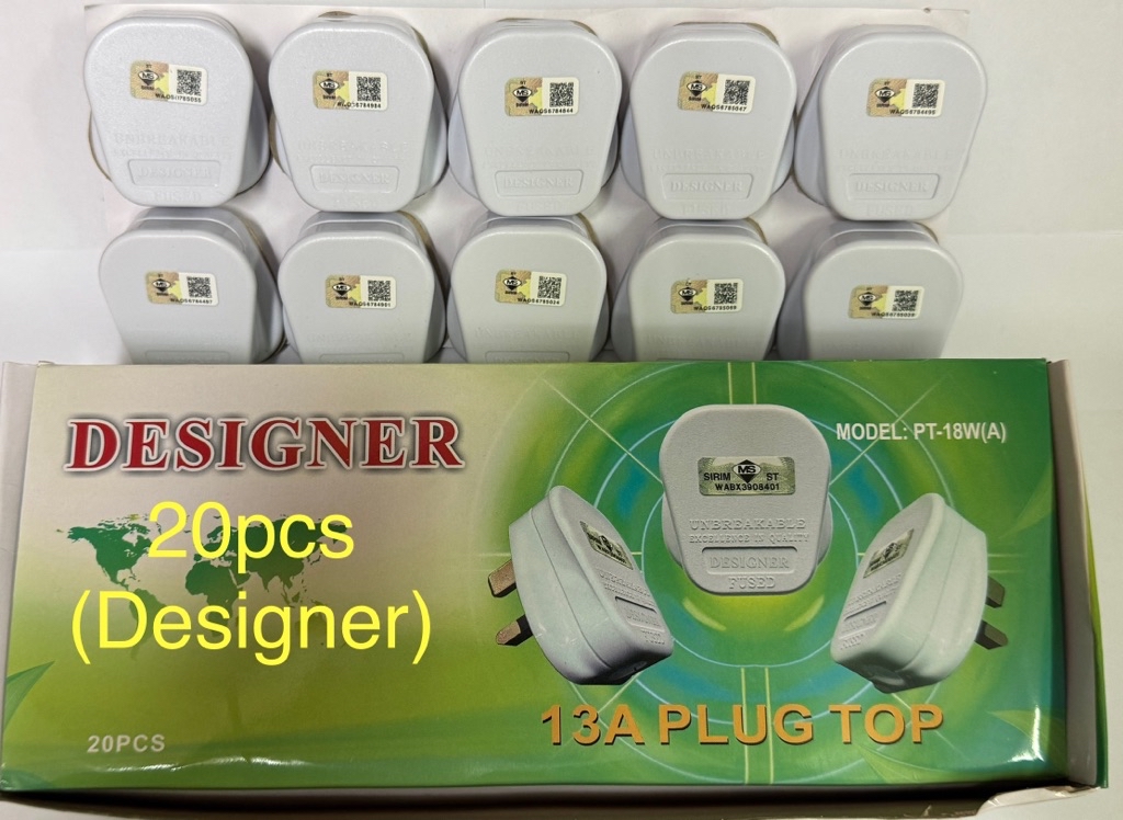 (20PCS) 13A PLUG TOP / DESIGNER 13A Plug Top (White) PT18W-A Sirim ...