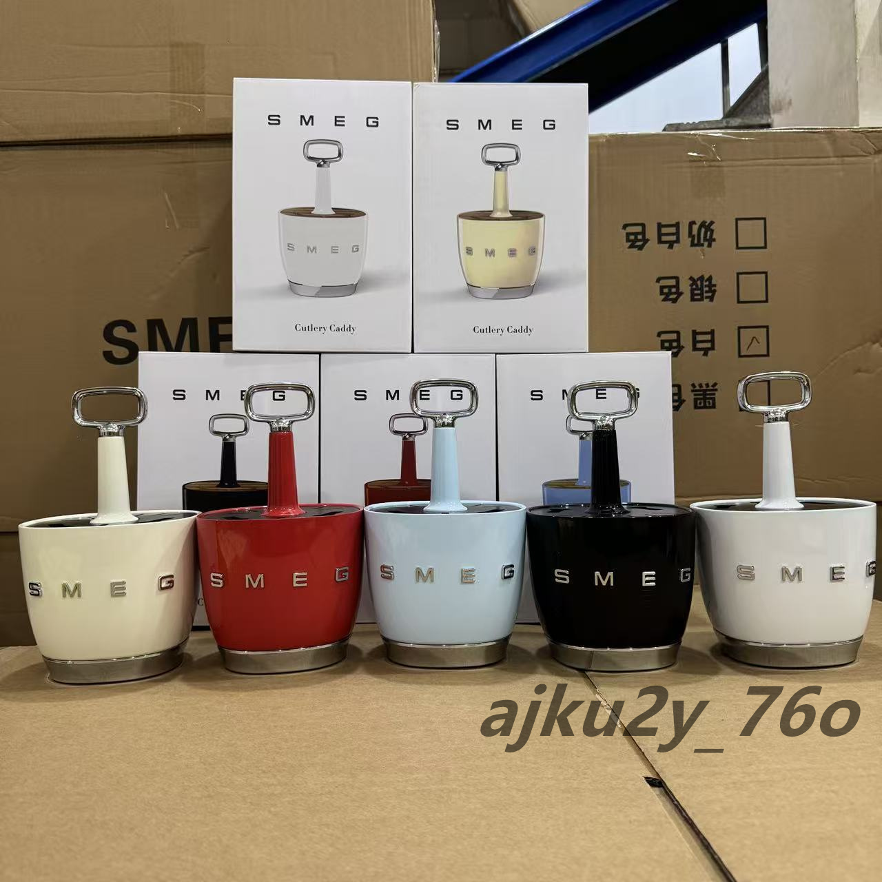 🔥Same-day🔥SMEG Caddy Cutlery Holder Cream Black-Retro Style & Perfect ...