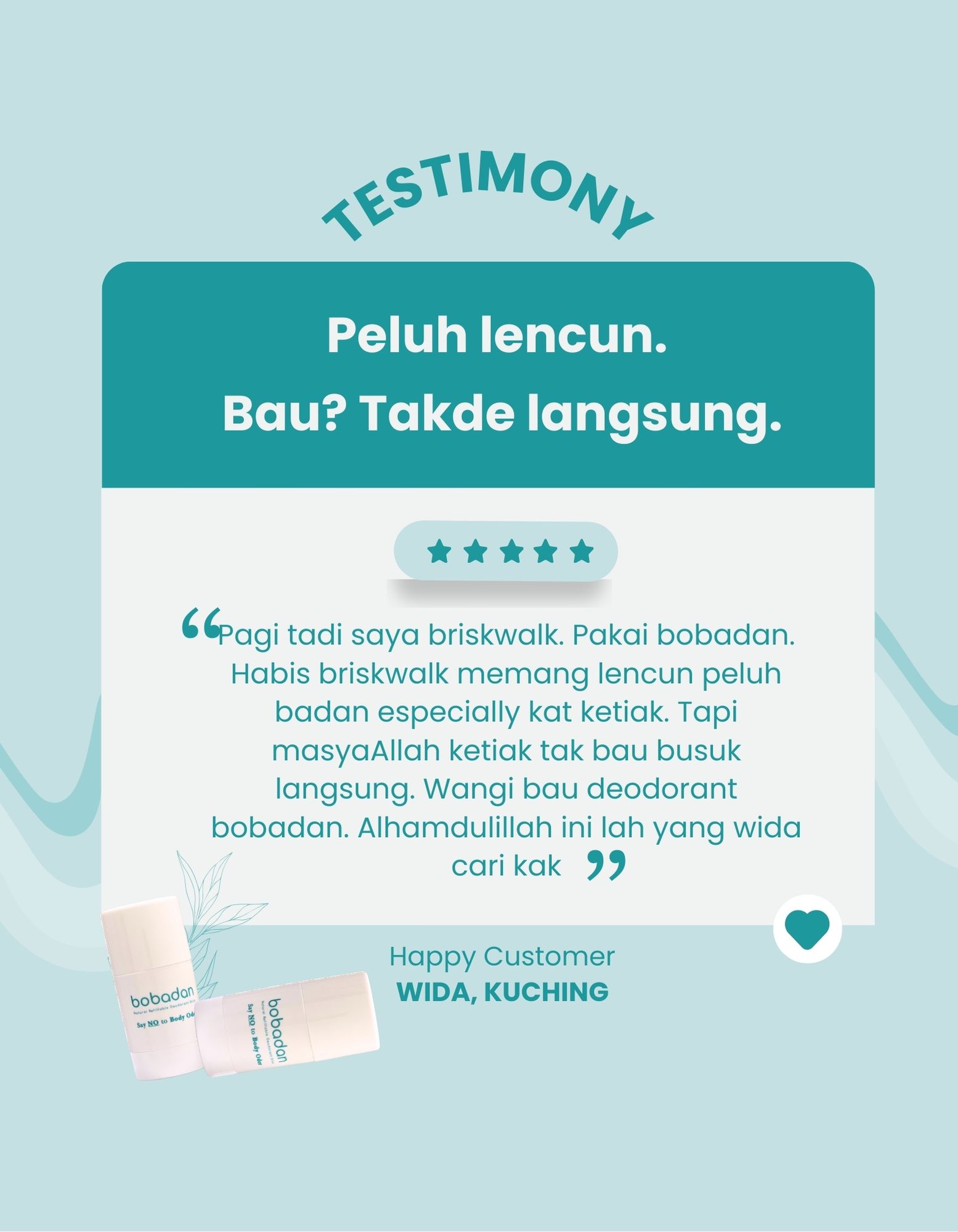 BOBADAN HEAT ACTIVATED REFILL Natural Deodorant Stick Chill Drop Odour ...