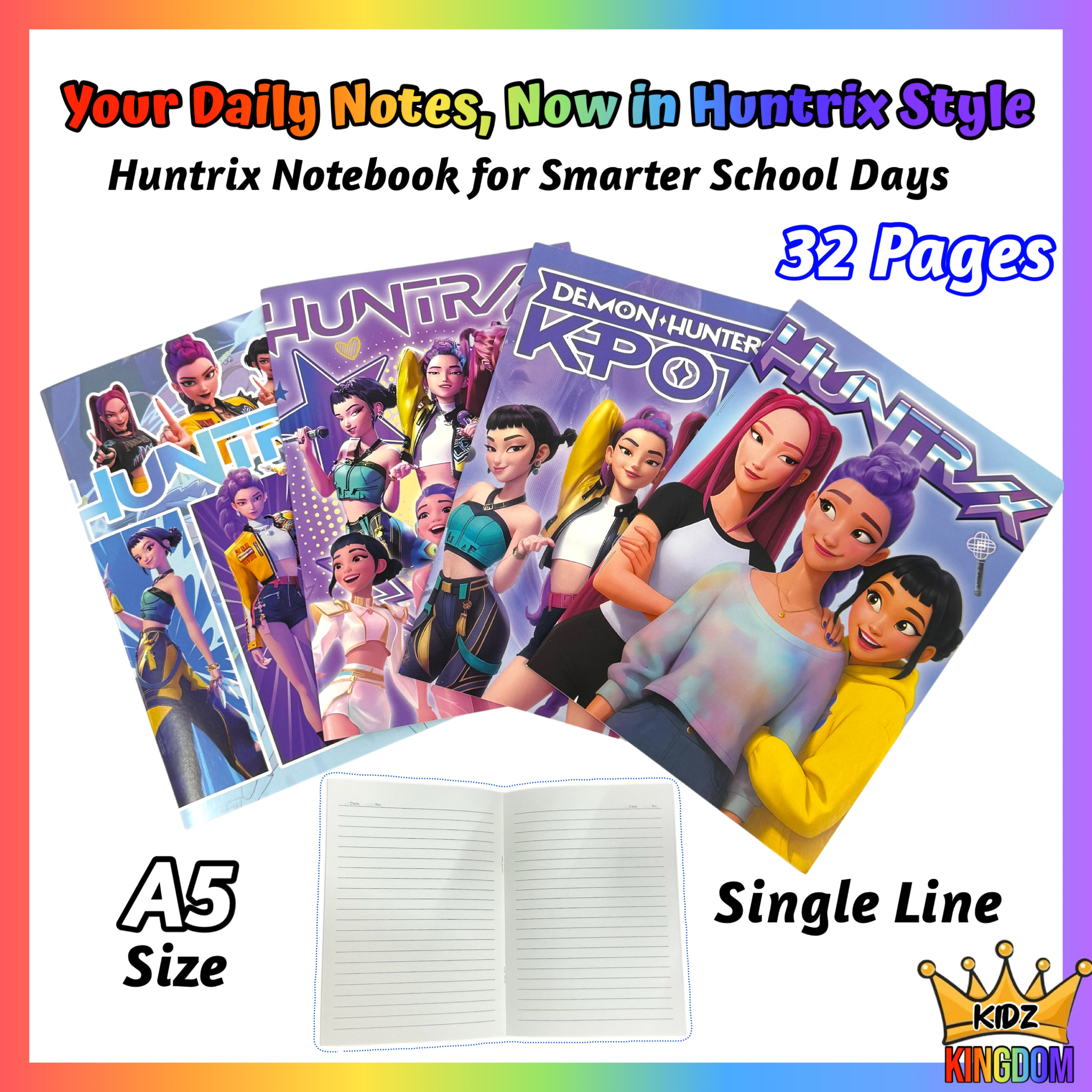Huntrix Golden Stationary Stationery Notebook Botol Pensel Pencil Box ...