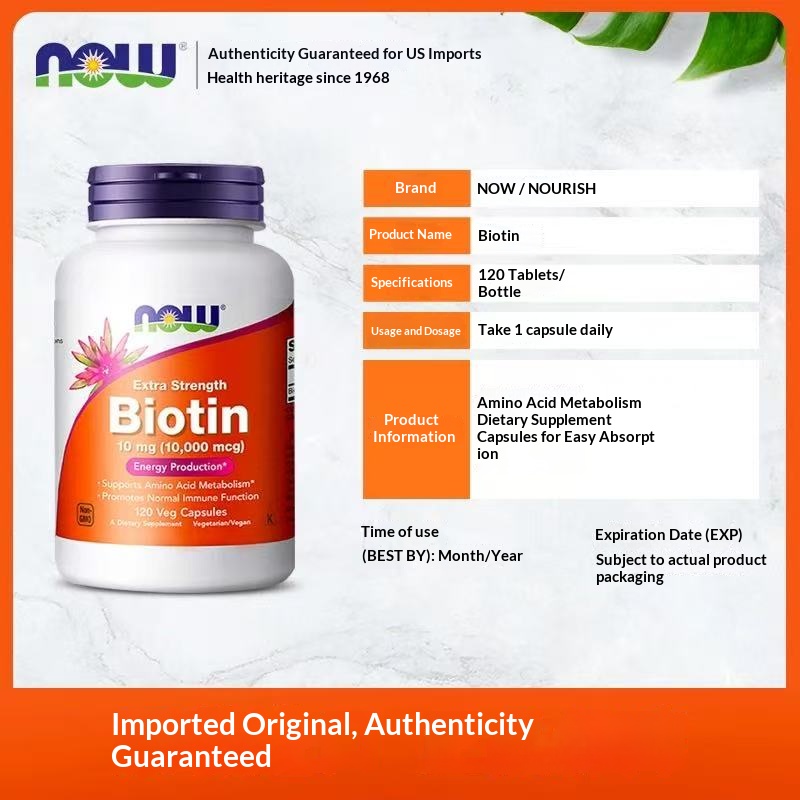 【EPX-2027】NOW Foods Biotin 10000mcg Vitamin B7 Capsules for Hair Growth ...