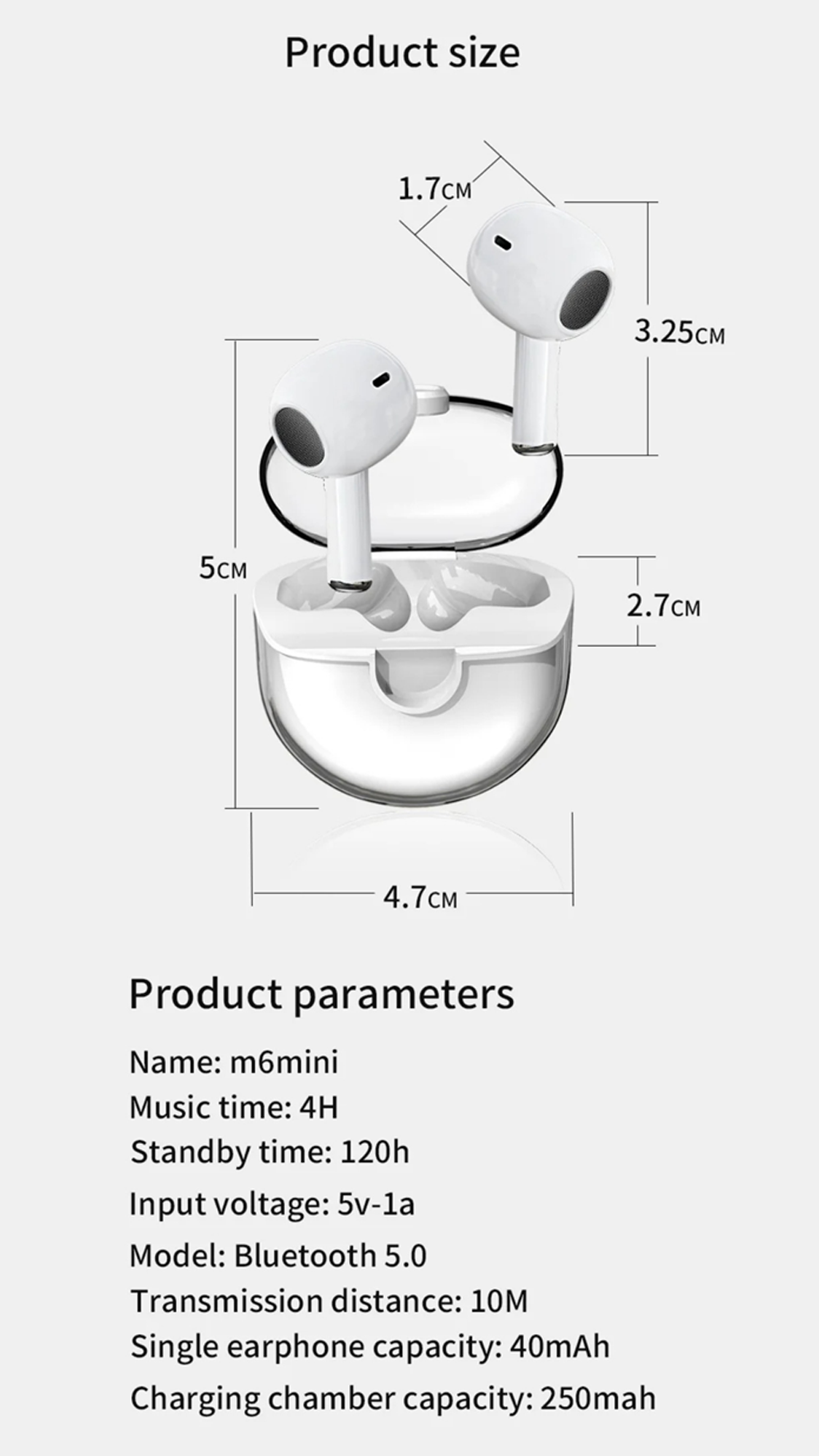 Transparent Bluetooth TWS earphones wireless high fidelity clear stereo ...