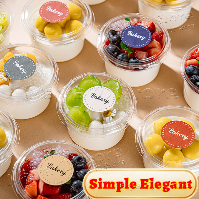 50PCS Disposable Cake Cup Pudding Cup Transparent Plastic Cup With Lid ...