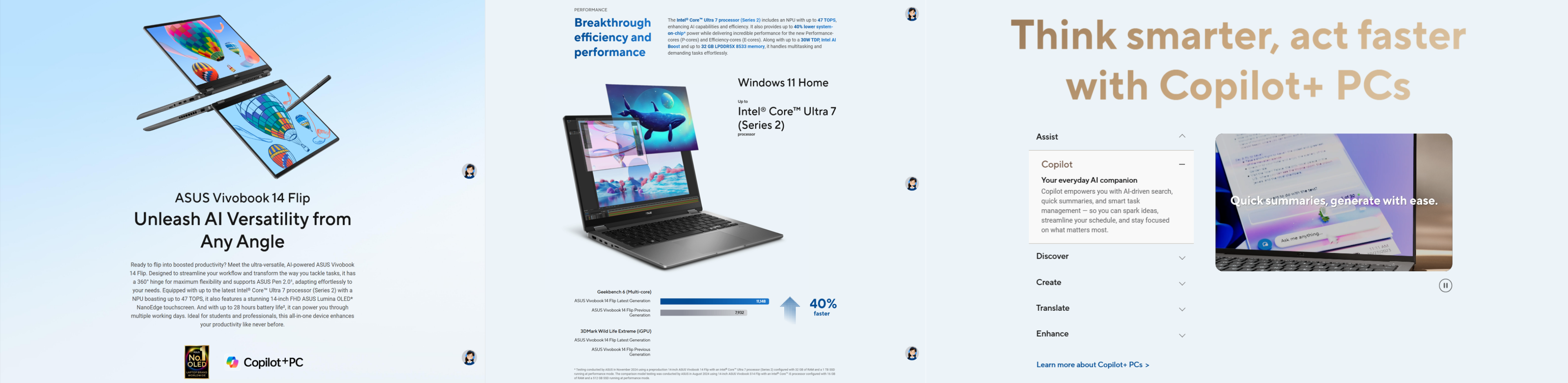 ASUS Vivobook 14 Flip TP3407S-AQL028WS (Core Ultra 7-258V/32GB/1TB SSD ...