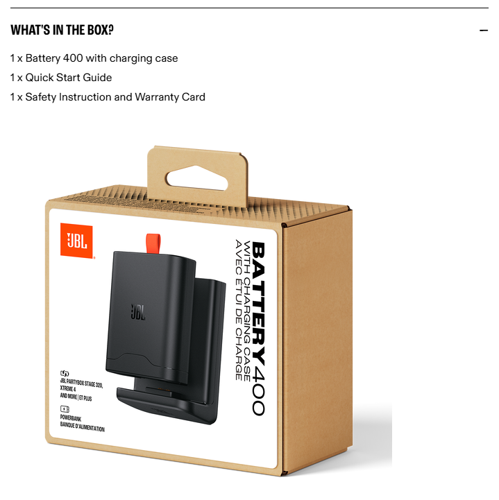 JBL Battery 400 An Easy-To-Replace Spare Battery with Charging Case for ...