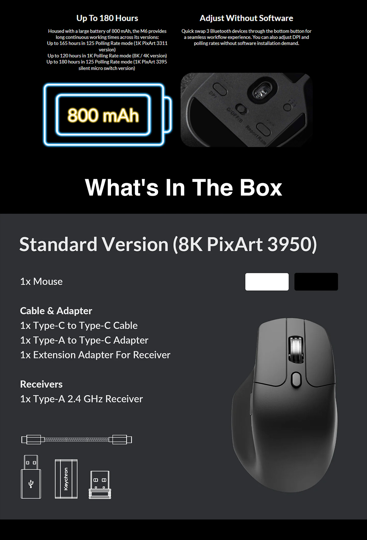 [New] Keychron M6 Wireless Optical Mouse | Up to 8K Polling Rate ...