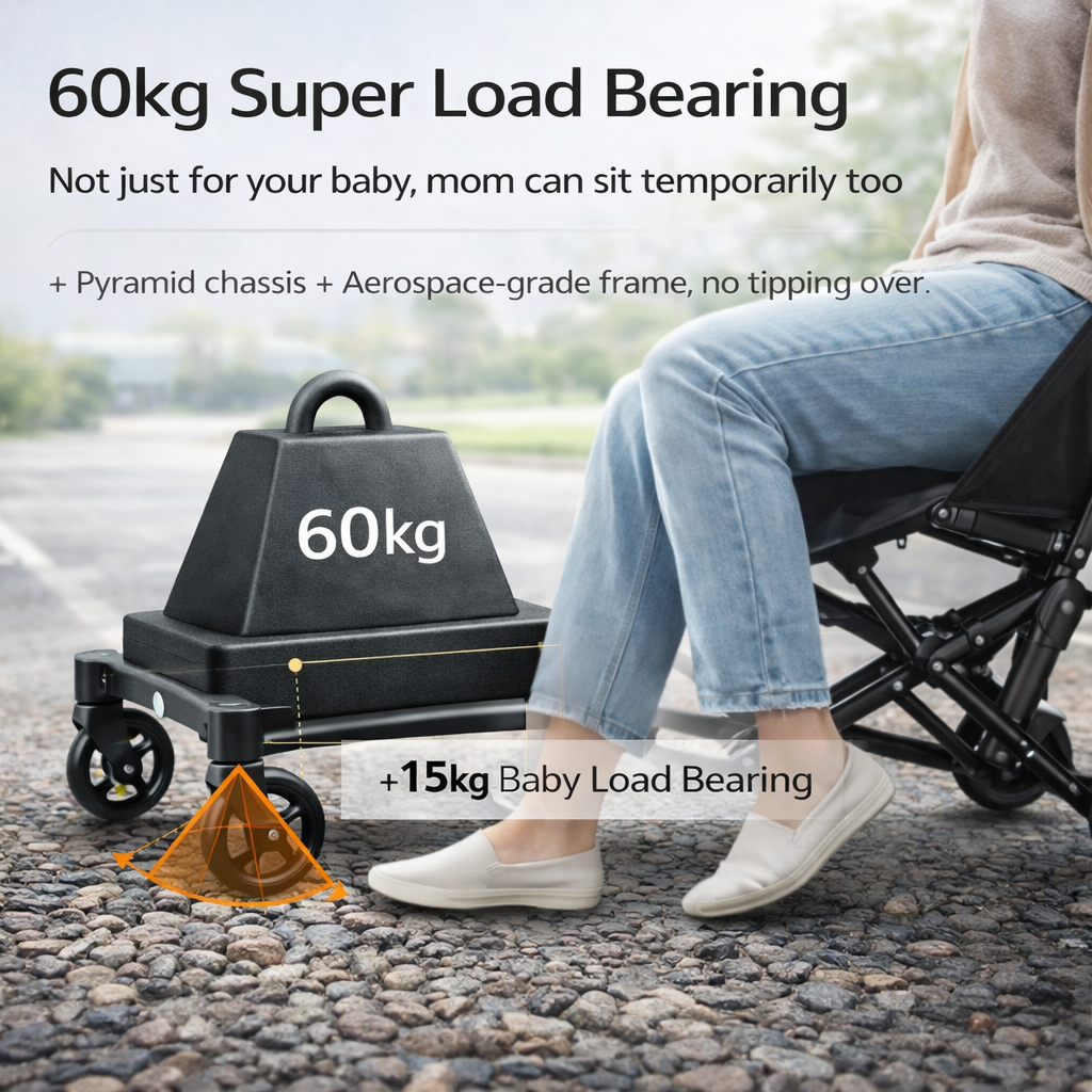 Beige Stroller Baby Foldable 4 Wheels Magic Stroller Weight 3.2kg ...