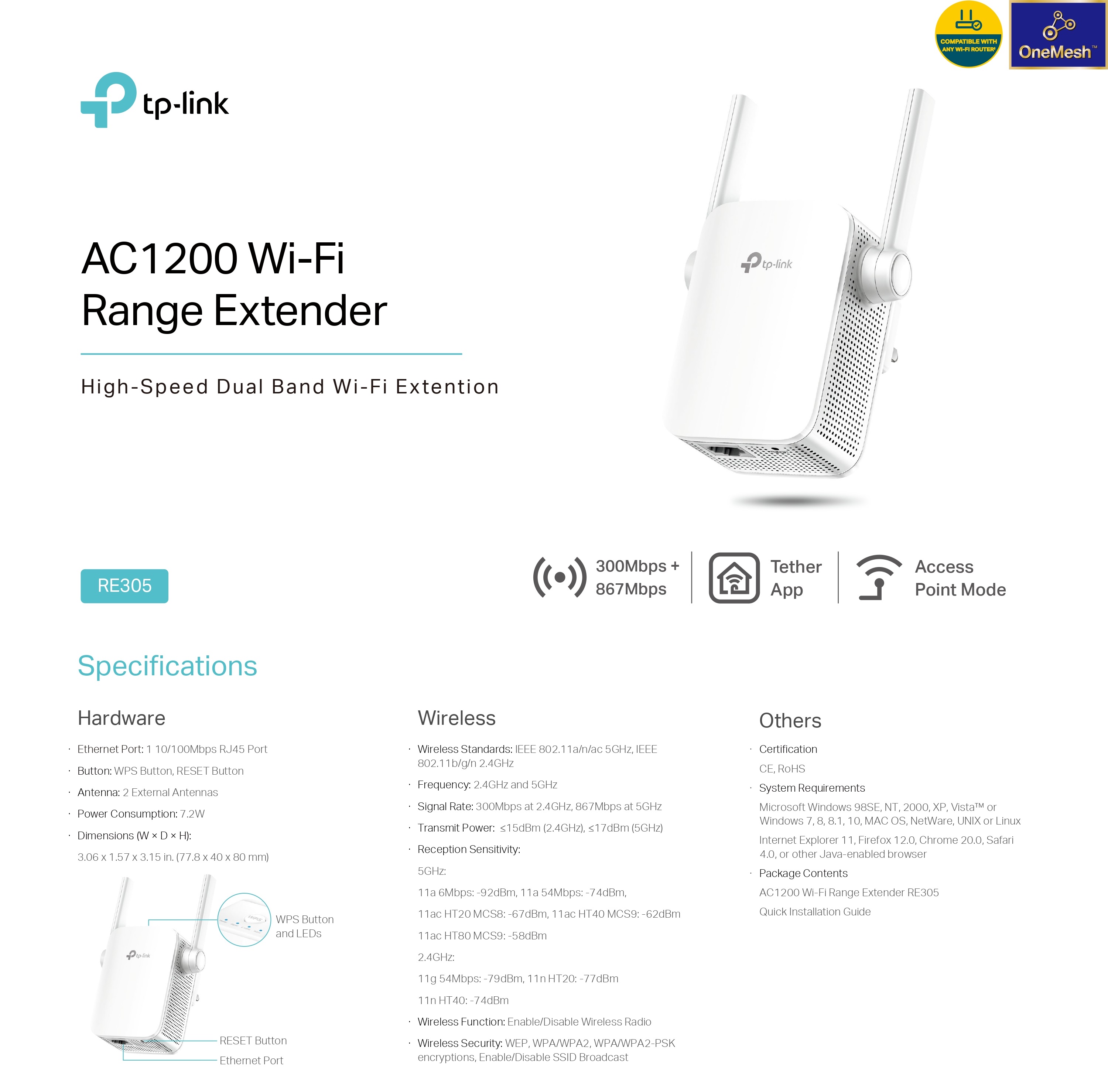 TP-LINK RE305 AC1200 / RE505X AX1500 / RE605X AX1800 / RE705X AX3000 ...