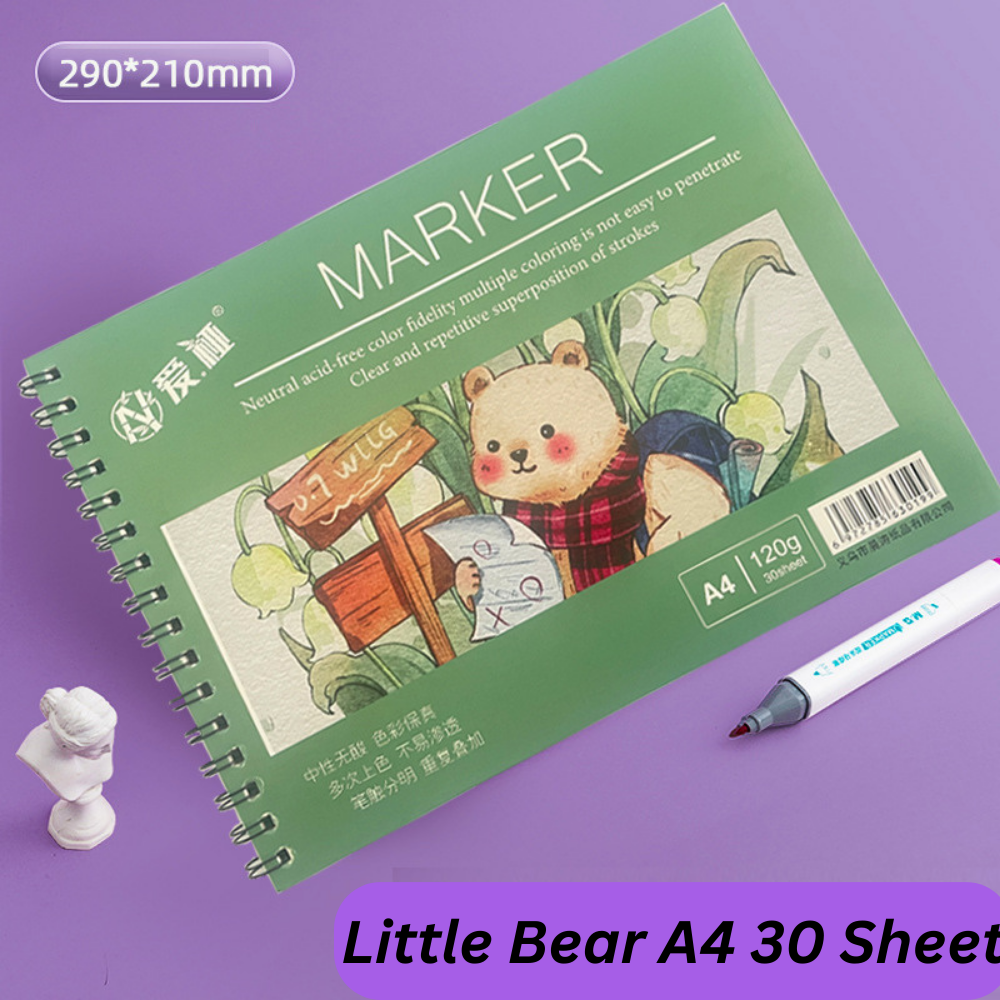 A4 Marker Drawing Pad No Bleed Paper 30 Sheets Sketchbook120GSM Alcohol ...