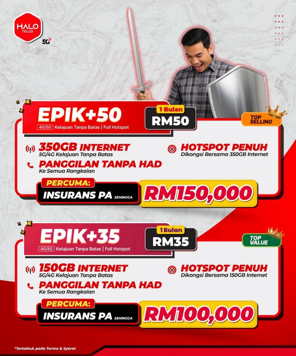 Simkad Halo Telco Tune Talk Full Hotspot High Speed 4G & 5G RM35 150GB ...