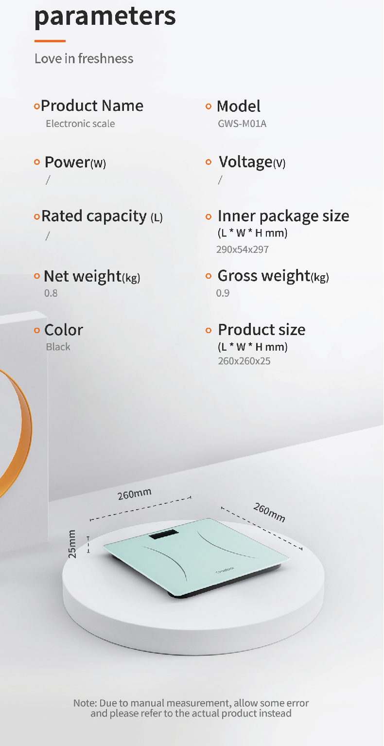 Gaabor Electronic Weight Scale Large LED HD Display Tempered Glass ...