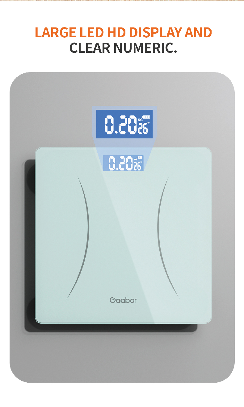Gaabor Electronic Weight Scale Large LED HD Display Tempered Glass ...