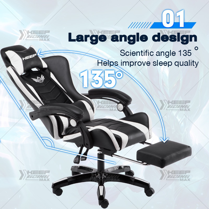 Ergonomic Large Electric Gaming Chair with Electric Massage Feature ...