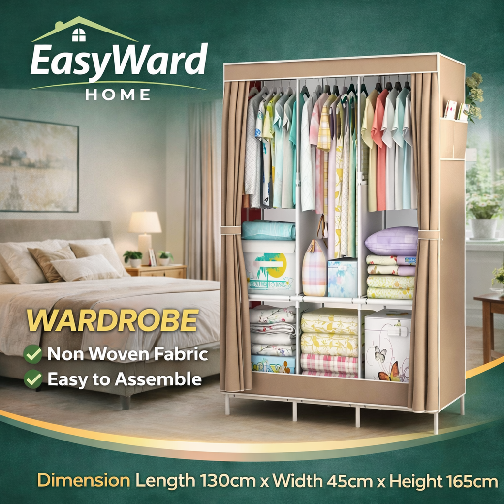 EasyWard Home Almari Kain Large Capacity Zipped Wardrobe with Spacious ...