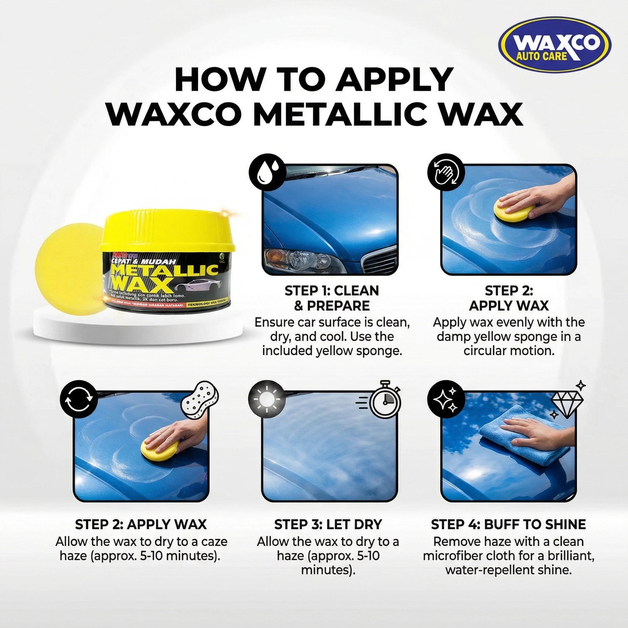 Waxco Metallic Wax 320g Kilat Kereta Lindung Cat paint protection 车蜡 ...