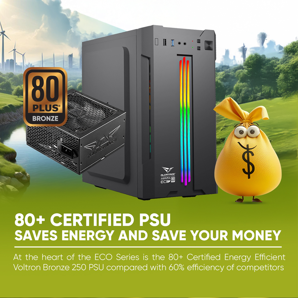 Alcatroz Azzura Millenia Air3 RGB MATX PC Desktop Case With 250W 80 ...