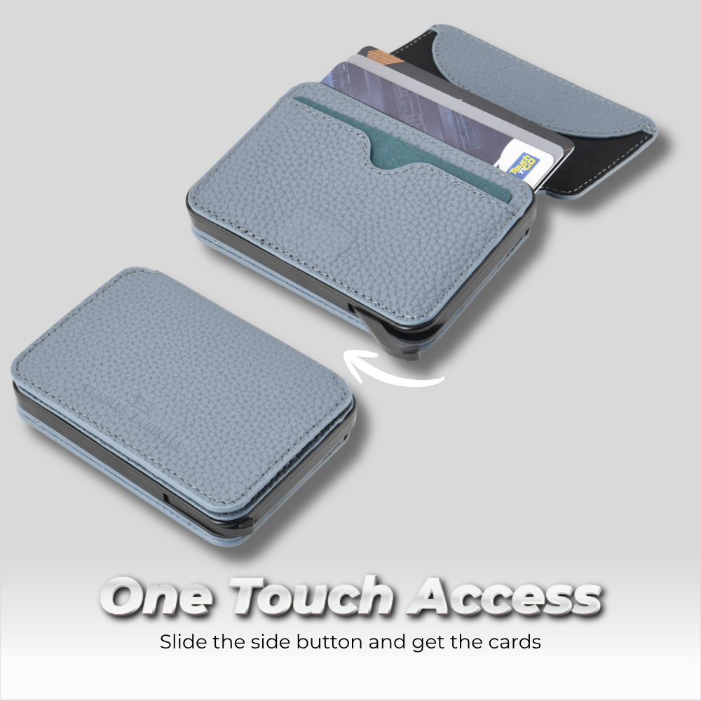 Charles Berkeley CLICK Card Case Aluminium Genuine Cow Leather Card ...