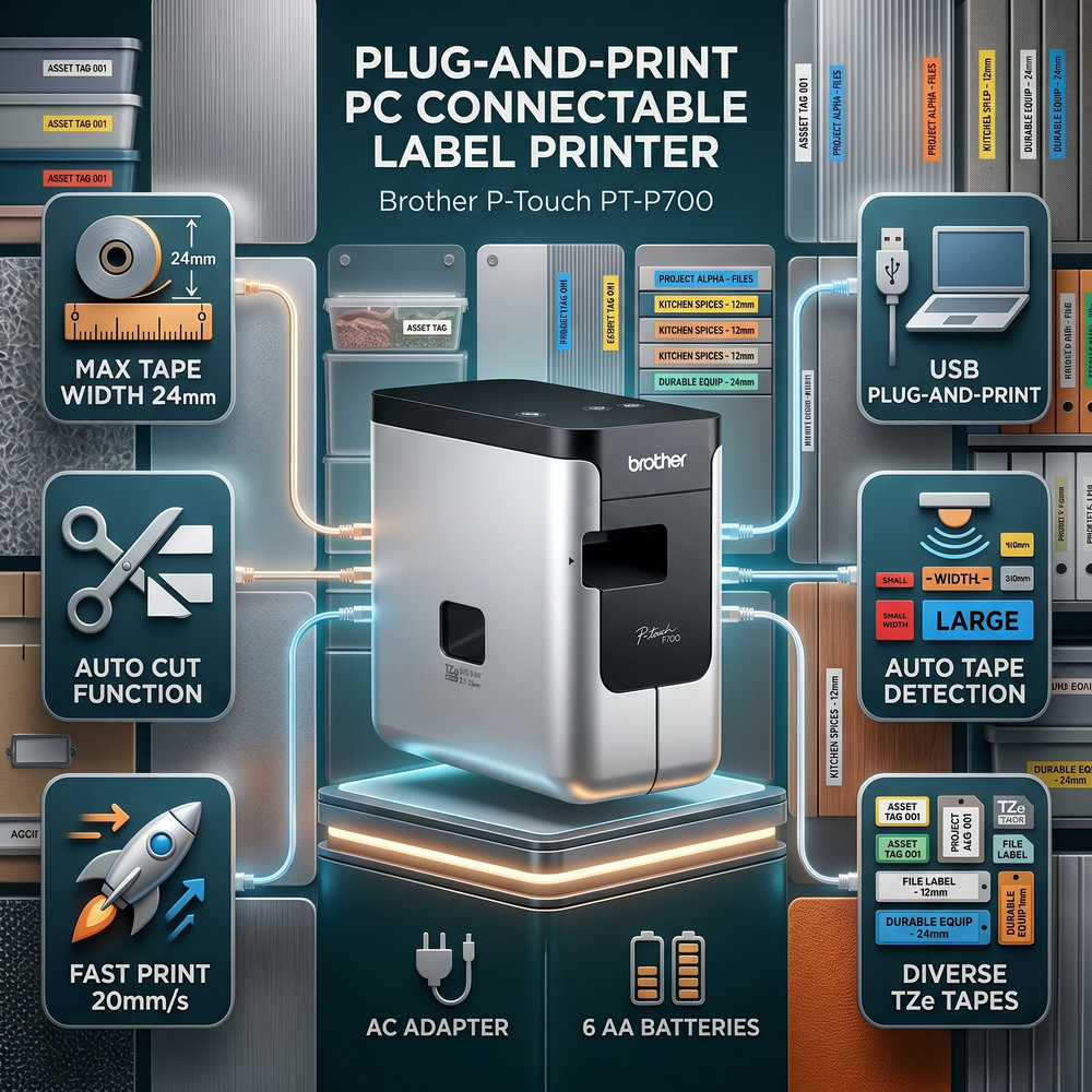 Brother P-Touch PT-P700 PC-Connectable Label Printer [No Driver ...
